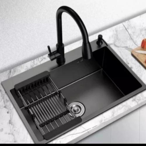 Jual kitchen sink 6045 Hitam komplite set / Bcp 6045 black - Kota ...