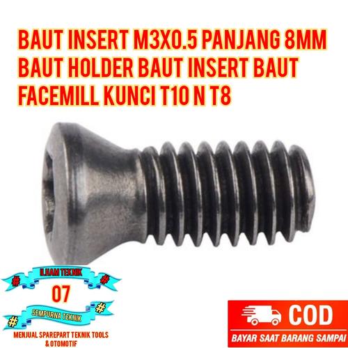 Jual baut insert m3x0.5 panjang 8 mm baut holder baut insert baut ...