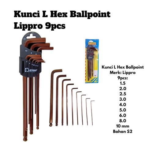 Jual Kunci L Hex Ballpoint Lippro 9pcs - tanpa bubble - Jakarta Barat ...