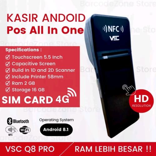 Jual Cashier POS Android Mesin Kasir barcode QR scanner printer thermal ...