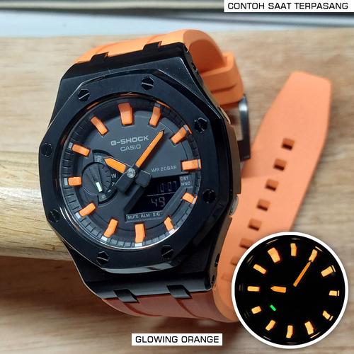 Jual casioak ga-2100 MOD ga2100 index + hands orange glowing orange ...