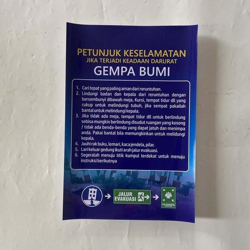 Jual Poster Petunjuk Keselamatan Gempa Bumi, Poster K3 Laminasi Glossy ...