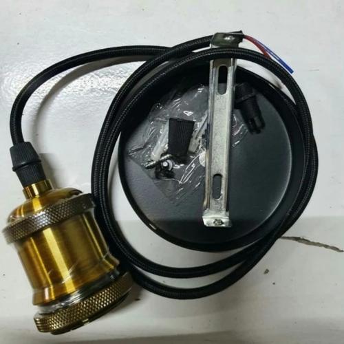 Jual Fitting Gantung / Fitting Gantung Lampu + Kabel Tipe E27 Gold Emas ...