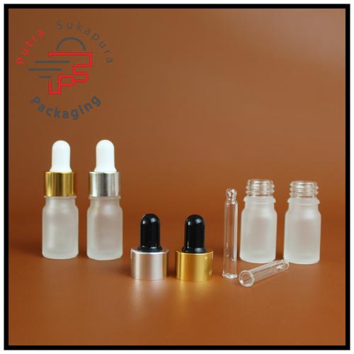Jual botol kaca pipet 5ml natural frosted/botol serum 5ml/botol tetes ...