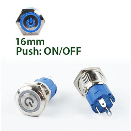 Jual Saklar Tekan ON/OFF D: 16mm | Tombol Push Button | Power LED Biru ...