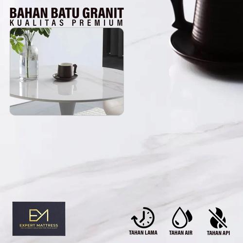 Jual Meja makan bulat granit minimalis round dining table - Putih, 60 ...