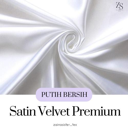 Promo 1/2 meter Bahan Kain Satin Velvet Premium Warna Putih Bersih ...