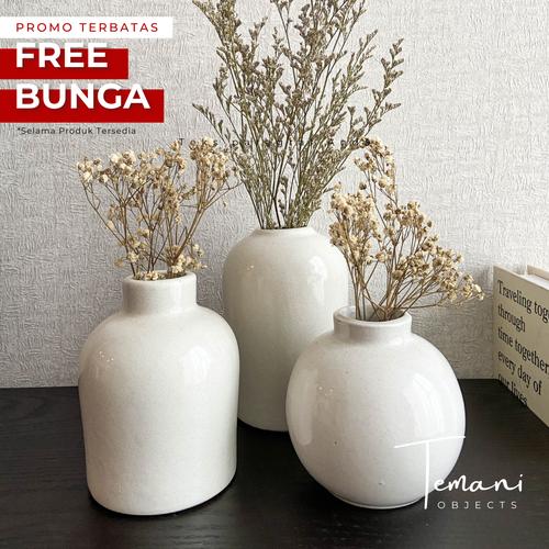 Promo Vas Bunga Putih - Luna Vase/ Vas Bunga Keramik Cantik/Dekorasi Bunga Estetik/ Nordic Vase ...