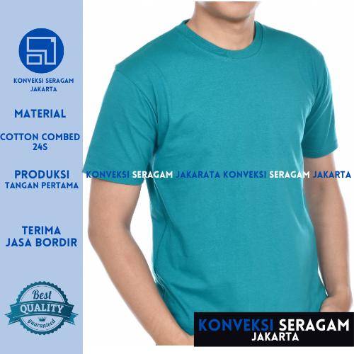 Jual Baju Kaos Polos Custom Bordir Dan Sablon Hijau Tosca Dan Desain Satuan - Hijau Tosca, M ...
