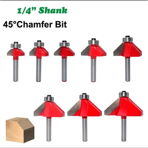 Jual Mata Profil Router ujung kayu Chamfer 45" Derajat Edging HPL Shank ...