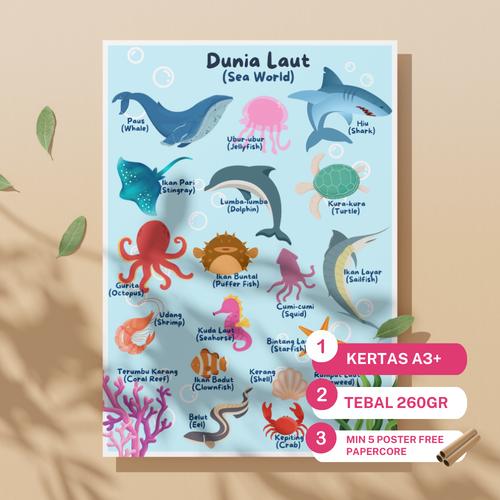 Jual Poster Edukasi Anak / Poster Hewan Laut / Poster Sea Animals ...