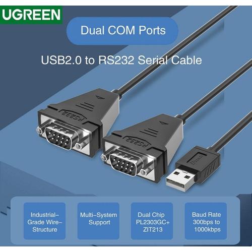 Jual UGREEN USB to Dual Serial DB9 RS-232 Cable USB to RS232 DB9 Male ...