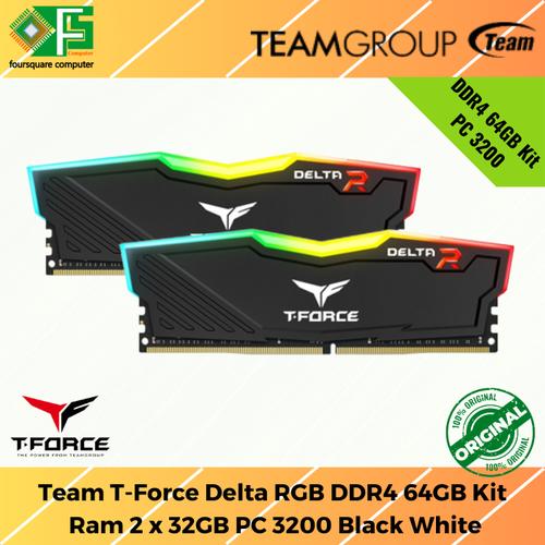 Jual Ram DDR4 64GB Kit 2x32GB PC 3200 Mhz Team T-Force Delta RGB White ...