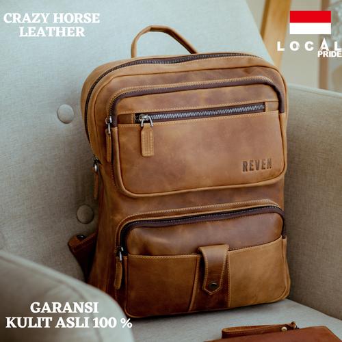 Promo Tas Ransel Kulit Pria Premium Leather Backpack Punggung Reven Osiris - Coklat - Kab ...