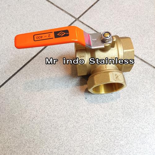 Jual Ball Valve 3 way Kuningan 2" Inch / Tee stop kran - Jakarta Barat ...