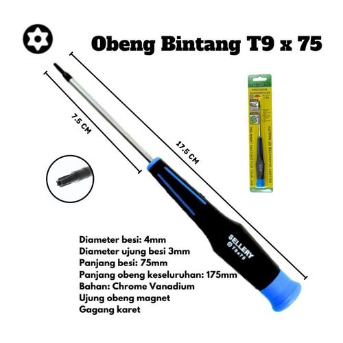 Jual Obeng Bintang T9 x 75 Sellery 11-909 Star Lubang Panjang Besi 75mm ...