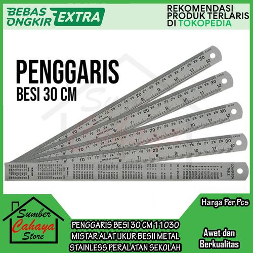 Jual PENGGARIS BESI 30 CM 11030 MISTAR ALAT UKUR BESII METAL STAINLESS ...