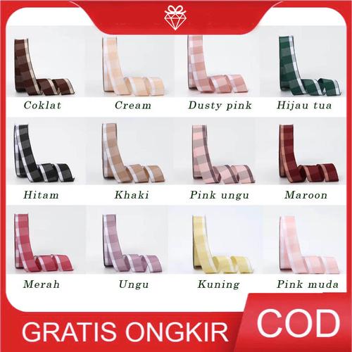 Jual 1 Roll Pita Kotak Tebal - Korean Ribbon Square Bold - Pita Kotak ...