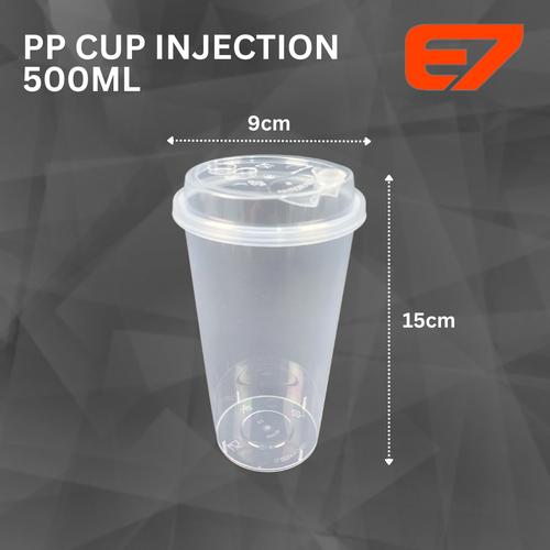Promo PP Cup Injection Datar 500ml (Cup + Lid + Stopper) - Gelas ...