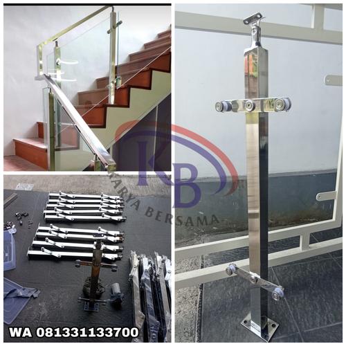 Jual Tiang railing stainless kotak 40x40 model kaca / Pagar kaca ...