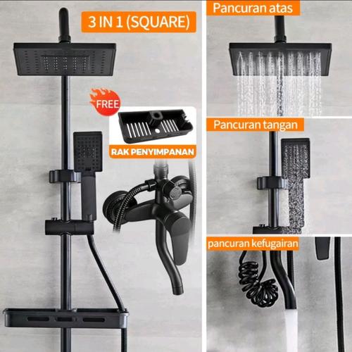 Jual shower column set panas dingin hitam/shower tiang panas dingin ...