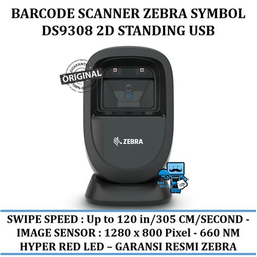 Promo Barcode Scanner Zebra Symbol Ds9308 / Ds-9308 2d Standing Usb ...