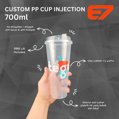 Jual PP Cup Injection Datar 700ml (Cup + Lid + Stopper) - Gelas Plastik ...