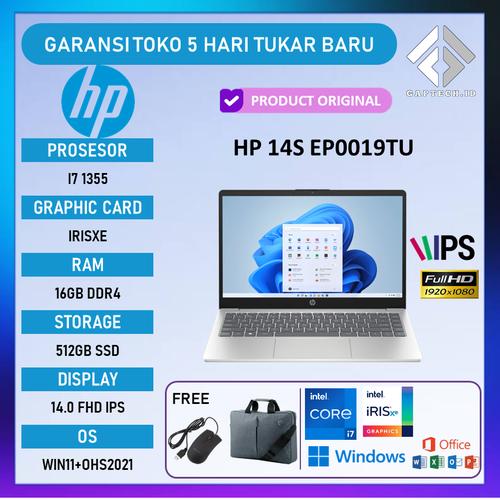 Jual Hp 14s I7 1355 16Gb 512Gb Windows 11 office 14.0 full hd ips ...