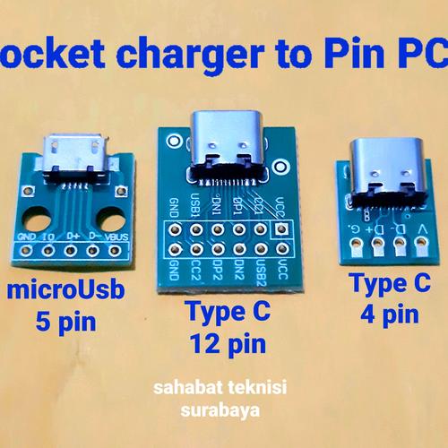 Jual PCB type C to Dip | soket TYPE C TO PCB 12 pin - Type C 12 pin ...