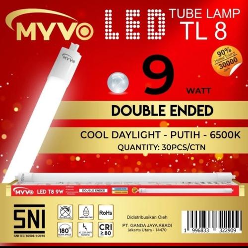 Jual LAMPU TL LED T8 60CM 9W 9 WATT MYVO CAHAYA PUTIH CDL 6500K SNI BAGUS - Kota Tangerang ...