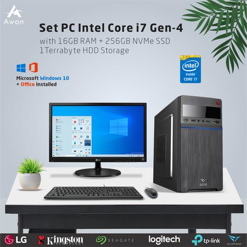 Jual Set PC Komputer Intel Core i7 Gen-4 RAM 16GB SSD Rakitan Office ...