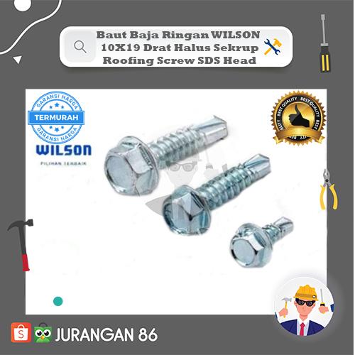 Jual Baut Baja Ringan Wilson 10x19 drat halus sekrup roofing screw Hex ...