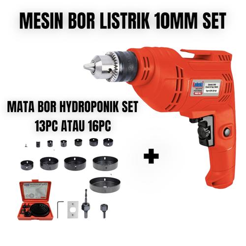 Jual PAKET MESIN BOR 10MM MATA BOR HIDROPONIK KAYU PVC HOLE SAW SET 13 ...