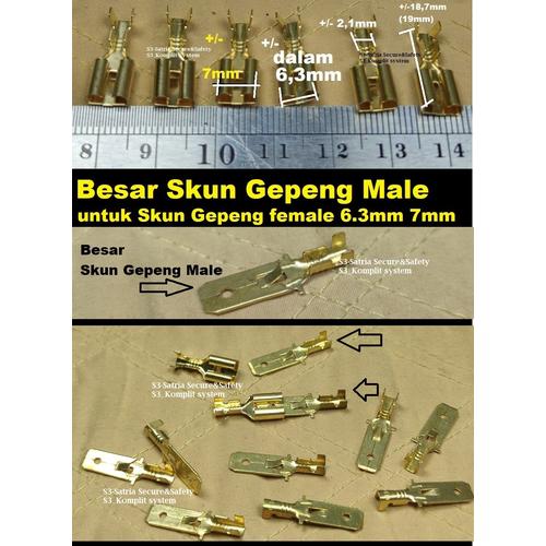 Jual Skun Gepeng male 6.3mm Terminal Kabel 6,3mm 6.3 6,3 cowo 7mm 7 mm ...