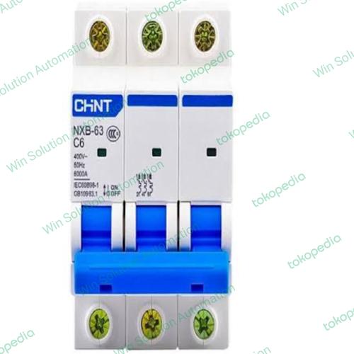 Jual Chint NXB-63 3P C6 6A miniature Circuit breaker MCB - Jakarta ...