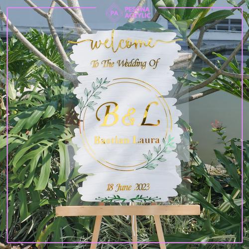 Jual Acrylic Welcome Sign Painted / Wedding Sign Cat / Papan Ucapan Cat ...