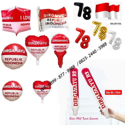 Jual BALON FOIL DIRGAHAYU RI BENTUK LOVE ATAU BULAT MERAH PUTIH RI ...