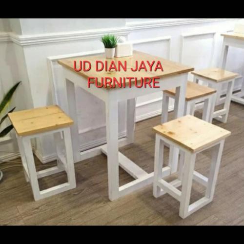 Jual meja cafe resto full kayu jati belanda uk 60x60x75 3 unit bangku ...