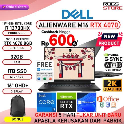 Promo DELL ALIENWARE M16 R1 I7 13700HX RTX4070 32GB 1TBSSD OHS 16"QHD+ ...