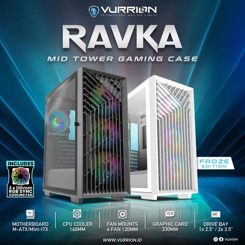 Jual CASE GAMING VURRION RAVKA BLACK / WHITE 3 fan RGB Micro-ATX / M ...