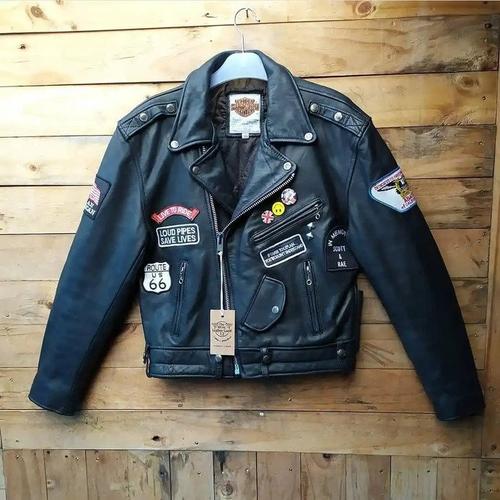 Jual HARLEY DAVIDSON FULL PATCHES LEATHER RAMONES PERFECTO JACKET ...