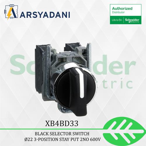 Promo XB4BD33 - Black selector switch Ø22 3-position stay put 2NO 600V ...