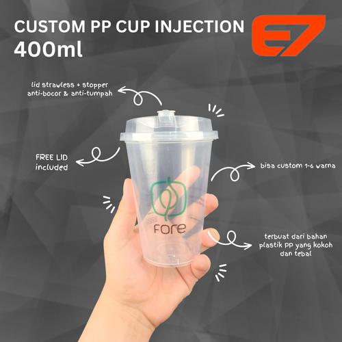 Promo PP Cup Injection Datar 400ml (Cup + Lid + Stopper) - Gelas ...