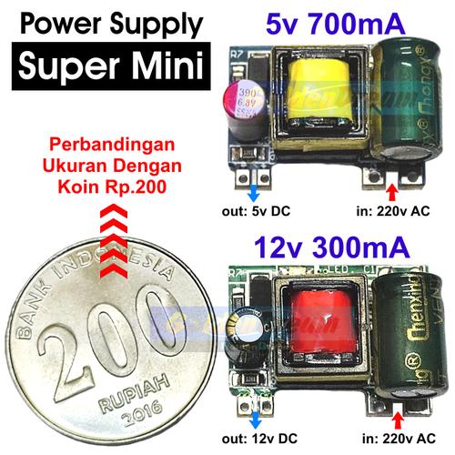 Jual Power Supply Mini AC 220v ke DC 5v 700mA 12v 300mA Adaptor 1A 2A ...