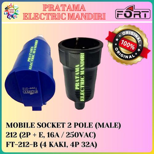 Jual FORT IP44 MOBILE SOCKET 2POLE FEMALE CEWEK 212 FT-212B 2P+E 16A ...