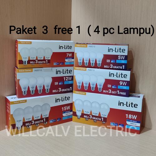 Jual Lampu paket Inlite isi 4 pc 5W 7W 9W 12W 15W 18W In-Lite pack 3 free 1 - 3 watt, putih ...