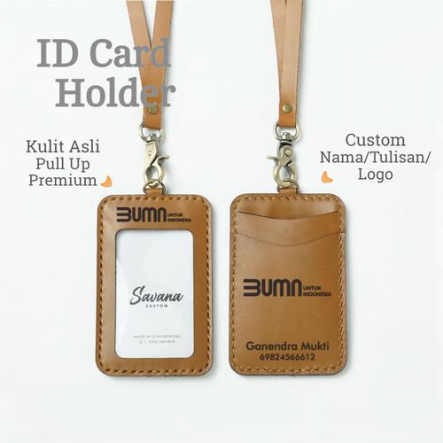 Promo ID Card / Name Tag Holder Kulit / Dompet Id Card - Custom Nama ...