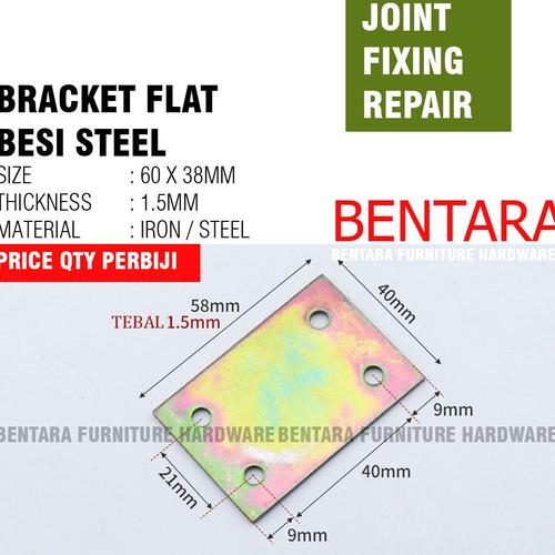 Jual 6 CM PLAT BESI PERSEGI 58X40MM - RATA LURUS BRAKET FLAT REPARASI ...