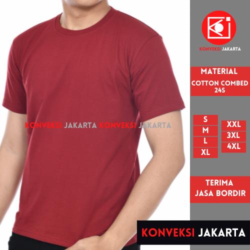 Jual Baju Kaos Polos Bisa Bordir Sablon Satuan Cotton Combed 24s Maroon ...