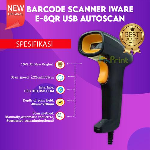 Jual Barcode Scanner 1D 2D IWARE E-8QR Autoscan USB Interface Fast Scan ...